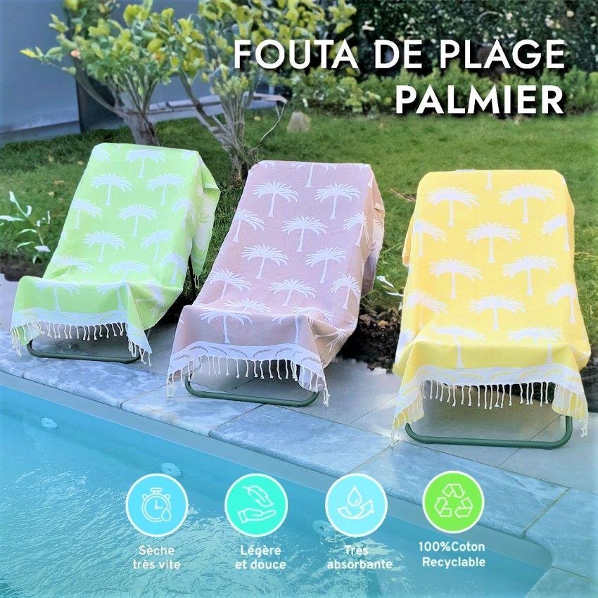 Fouta de plage Palmier absorbante et multiusage - Fouta619
